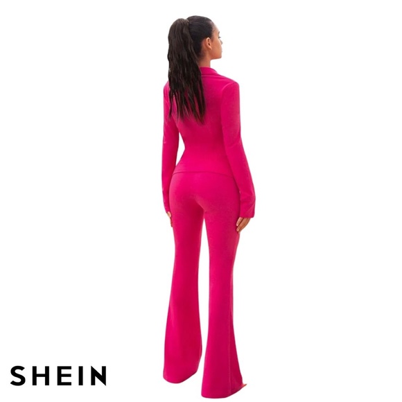 SHEIN | Pants & Jumpsuits | Shein Hot Pink Flare Leg Pants Set | Poshmark